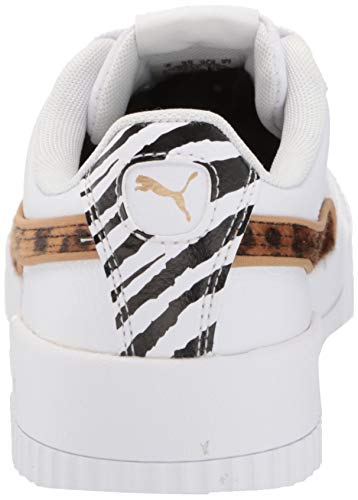 PUMA womens Carina Sneaker, Puma White-puma Team Gold-apple Cinnamon, 8.5 US