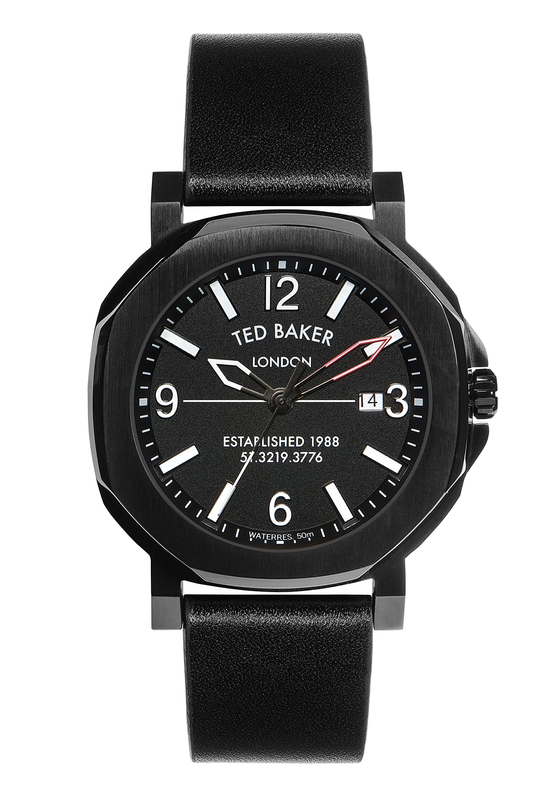 Ted Baker Actonn Black Leather Strap Watch (Model: BKPACS2019I)