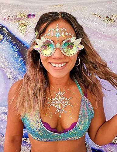 Stars Moon Face Gems Jewels Stick on Face Makeup Eyes Gems Crystal Rhinestones Sticker Gift for Women Accessories Costume Temporary Tattoos