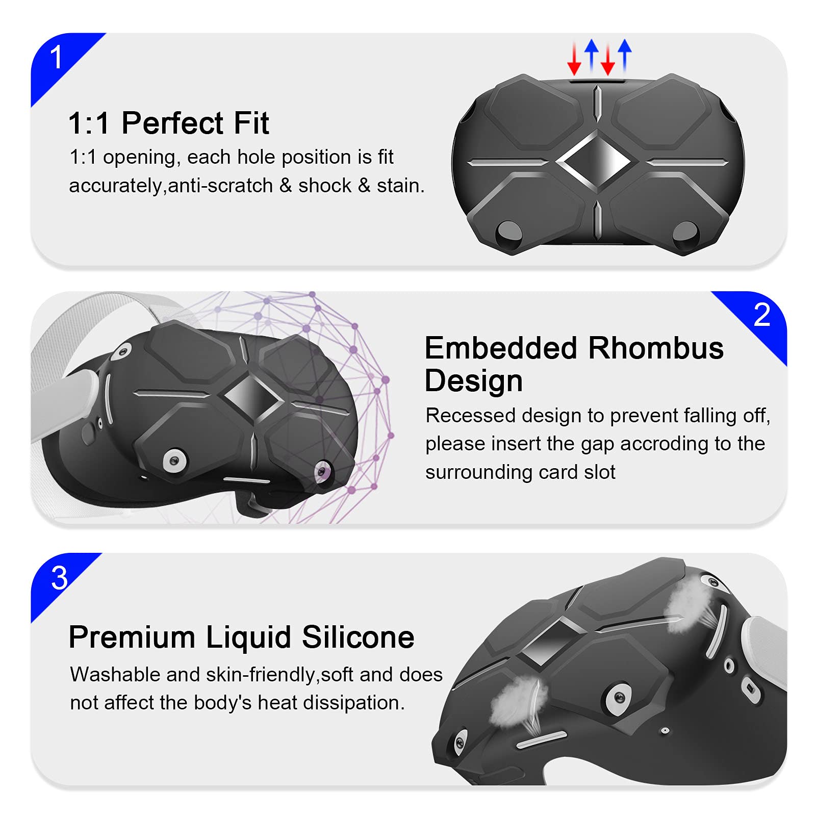 Rumbloo Silicone Controller Grip Cover for Oculus Quest 2, VR Face Protector Cover for Quest 2, VR Shell Front Cover, Headset Accessories Anti-Scratch Anti-Shock