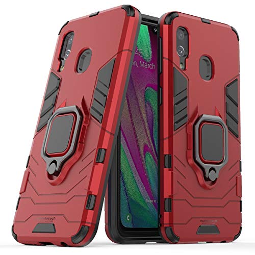 Mondetech for Samsung Galaxy A40 Case with Screen Protector, Slim Drop Protection with Ring Stand, Magnetic Holder Compatible, 9H Tempered Glass Screen Film, Outdoor Shockproof Cover, Red