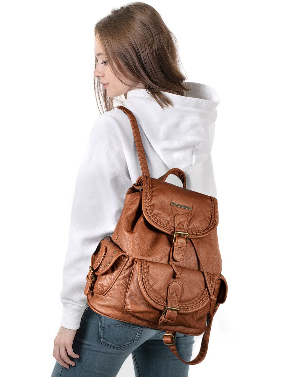 Montana West Backpack Purse for Women Soft Washed Leather Drawstring Casual Travel Large Backpacks