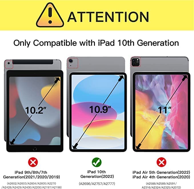 ZtotopCases for iPad 10th Generation Case 10.9 Inch 2022, Built with Pencil Holder, Screen Protector & Kickstand, Shockproof Portable Full-Body Protective Cover for New iPad 10th gen 10.9" 2022, Black