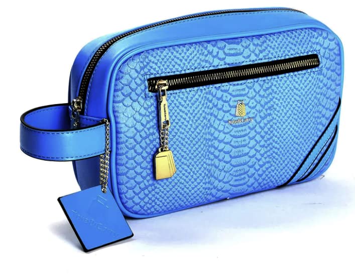 Tote&Carry - Sky Blue Snakeskin Toiletry bag
