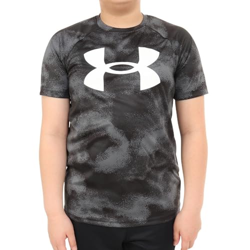 Under Armour Boys Tech Big Logo Printed Short-Sleeve T-Shirt, (007) Black / / White, Large