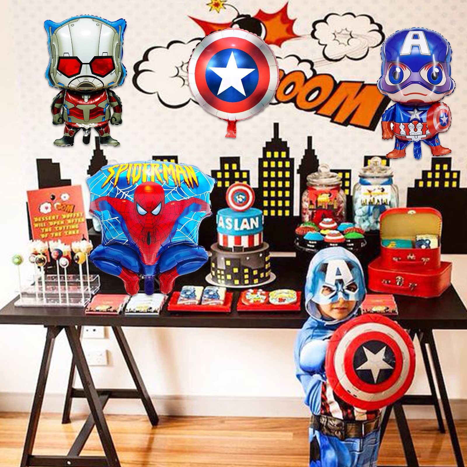 Superhero Balloons for Kids Birthday Baby Shower Super Hero Theme Party Decorations (Superhero)