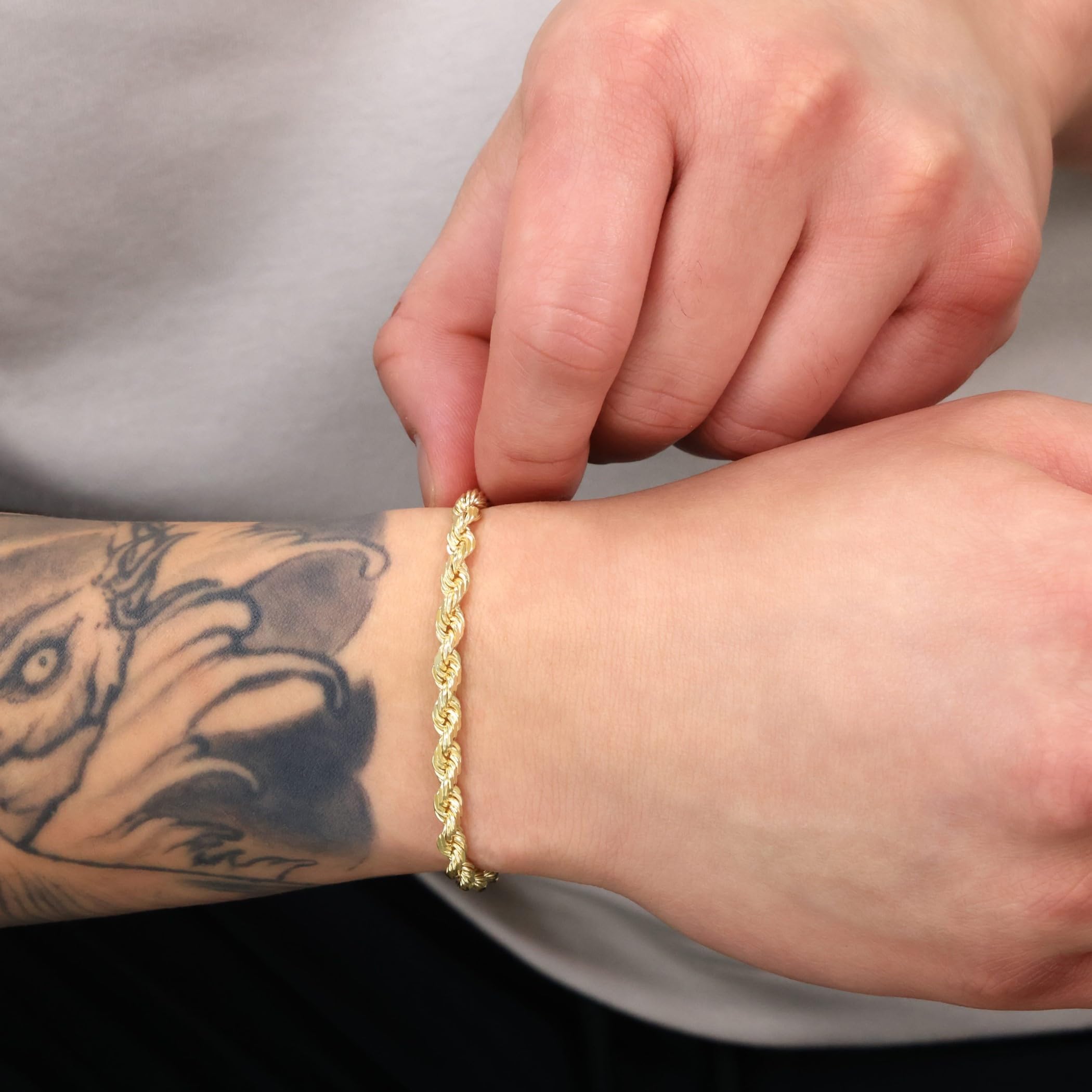 Nuragold 14k Yellow Gold 5mm Rope Chain Diamond Cut Bracelet, Mens Womens Jewelry 7" 7.5" 8" 8.5" 9"