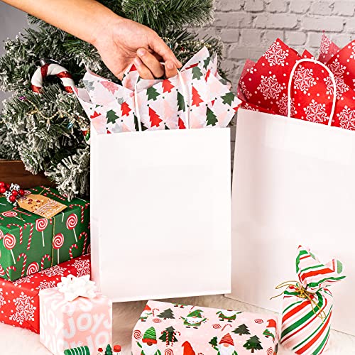 MAYPLUSS Christmas Wrapping Tissue Paper - 90 Sheets - Pink Green Design - 13.7 inch X 19.7 inch Per Sheet