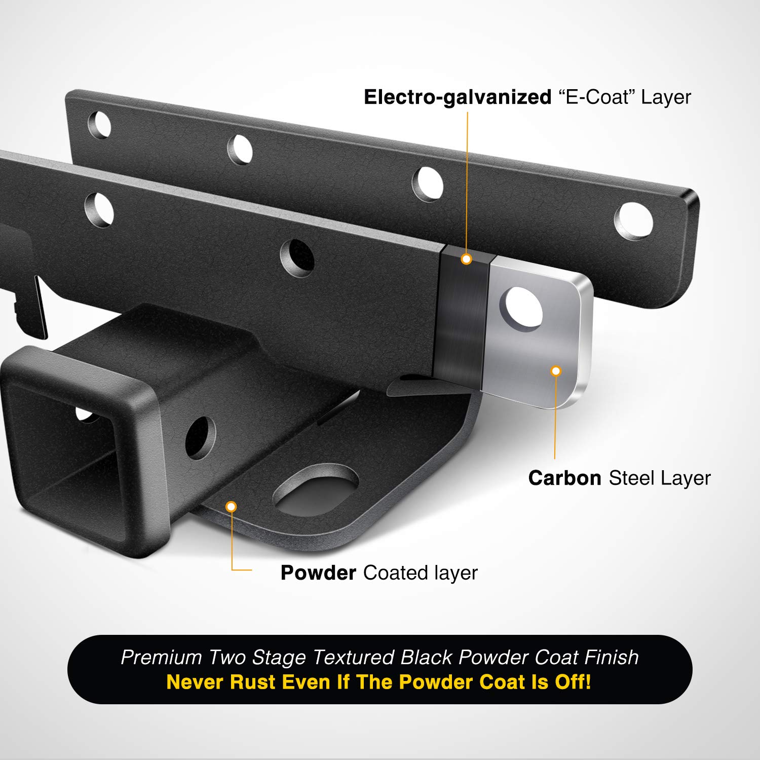 Nilight - JK-61A 2" inch Rear Bumper Tow Trailer Hitch Receiver Kit, Compatible for 2007-2018 Jeep Wrangler JK 4 Door & 2 Unlimited, w/4-Pin Wiring Harness (Exclude JL Models)