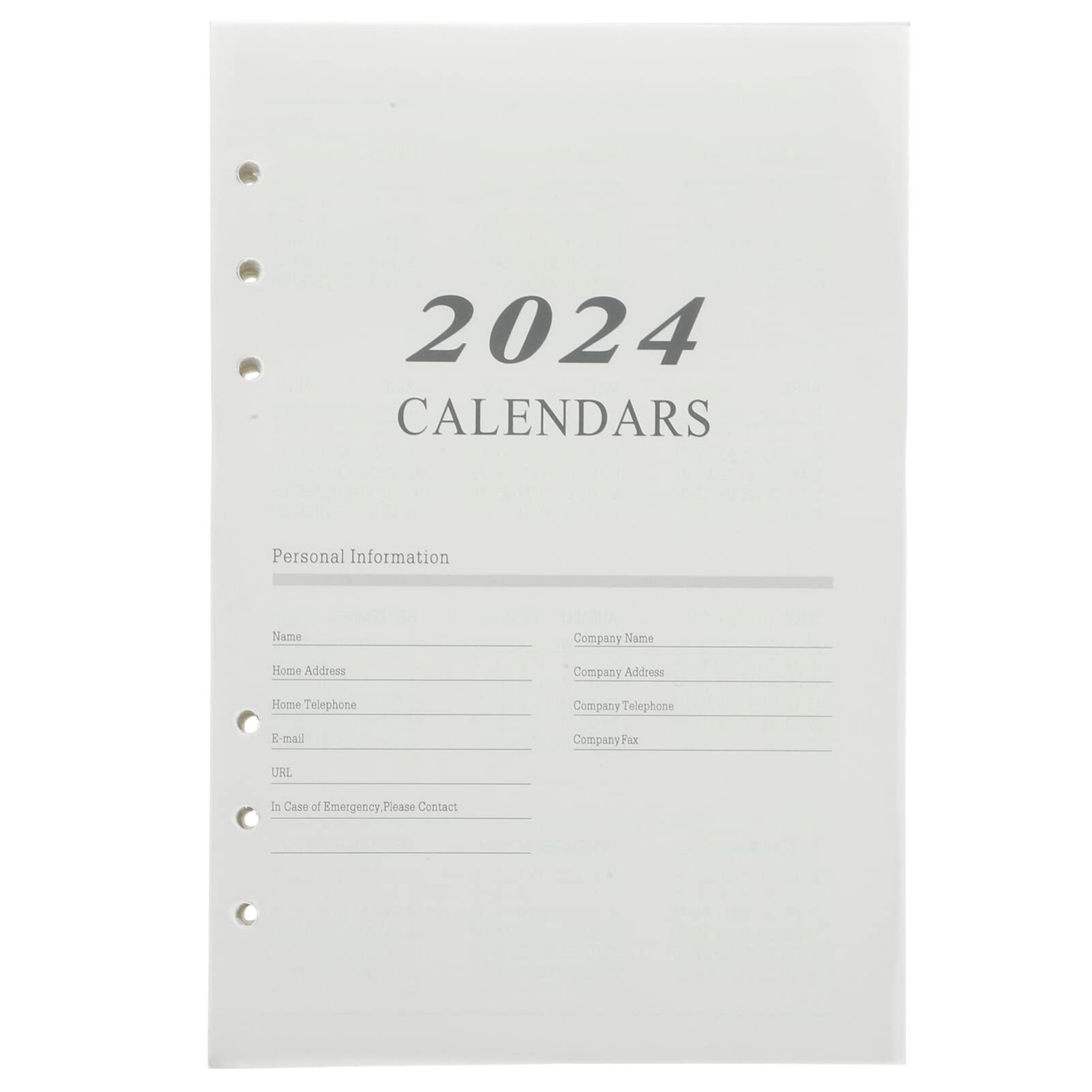 NUOBESTY 2024 English Planner Refills 2023 Calendar Inserts A5 Monthly Planner Refill Paper Hourly Daily Daytimer Loose-leaf Agenda Notepad Refills for Home Office