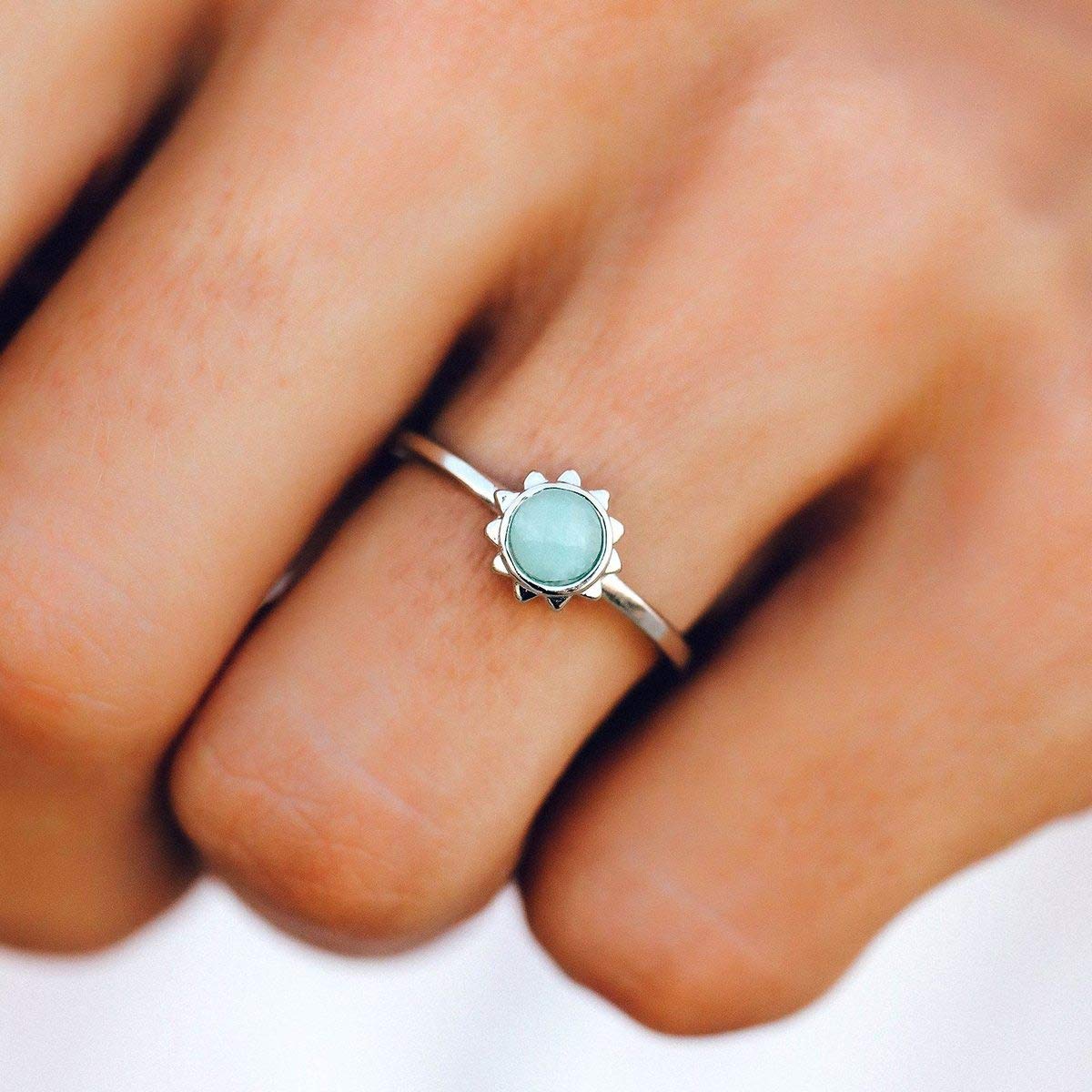 Pura Vida Silver Sunkissed Ring - Chalcedony Stone, Brass Base Band - Size 9