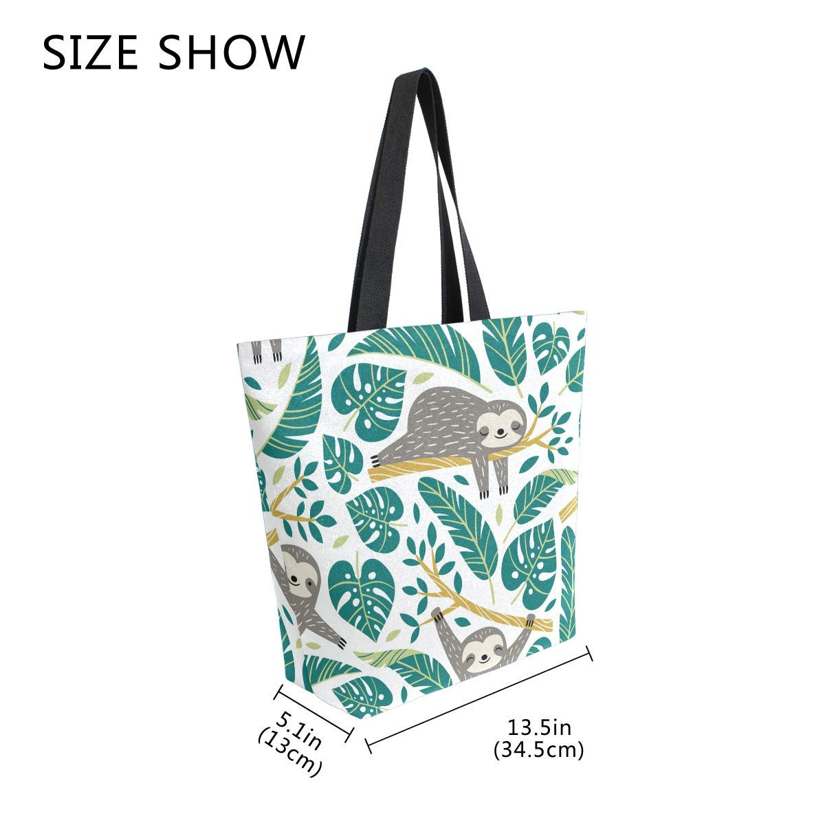SUABO Cute Sloth Canvas Tote Bag Large Women Reusable Shopping Grocery Bag, Casual Shoulder Bag Handbag for Christmas Mom's Gift