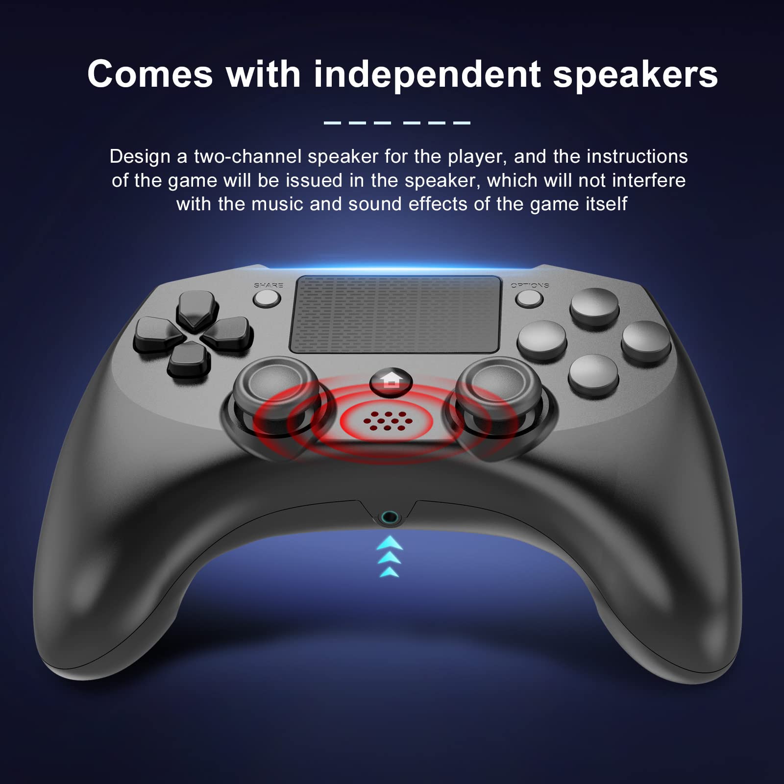 ZFY Wireless Controller Compatible with PS4/Slim/Pro/PC with 6-Axis Motion Sensor, PS4 Controller for Kids and Adults Black