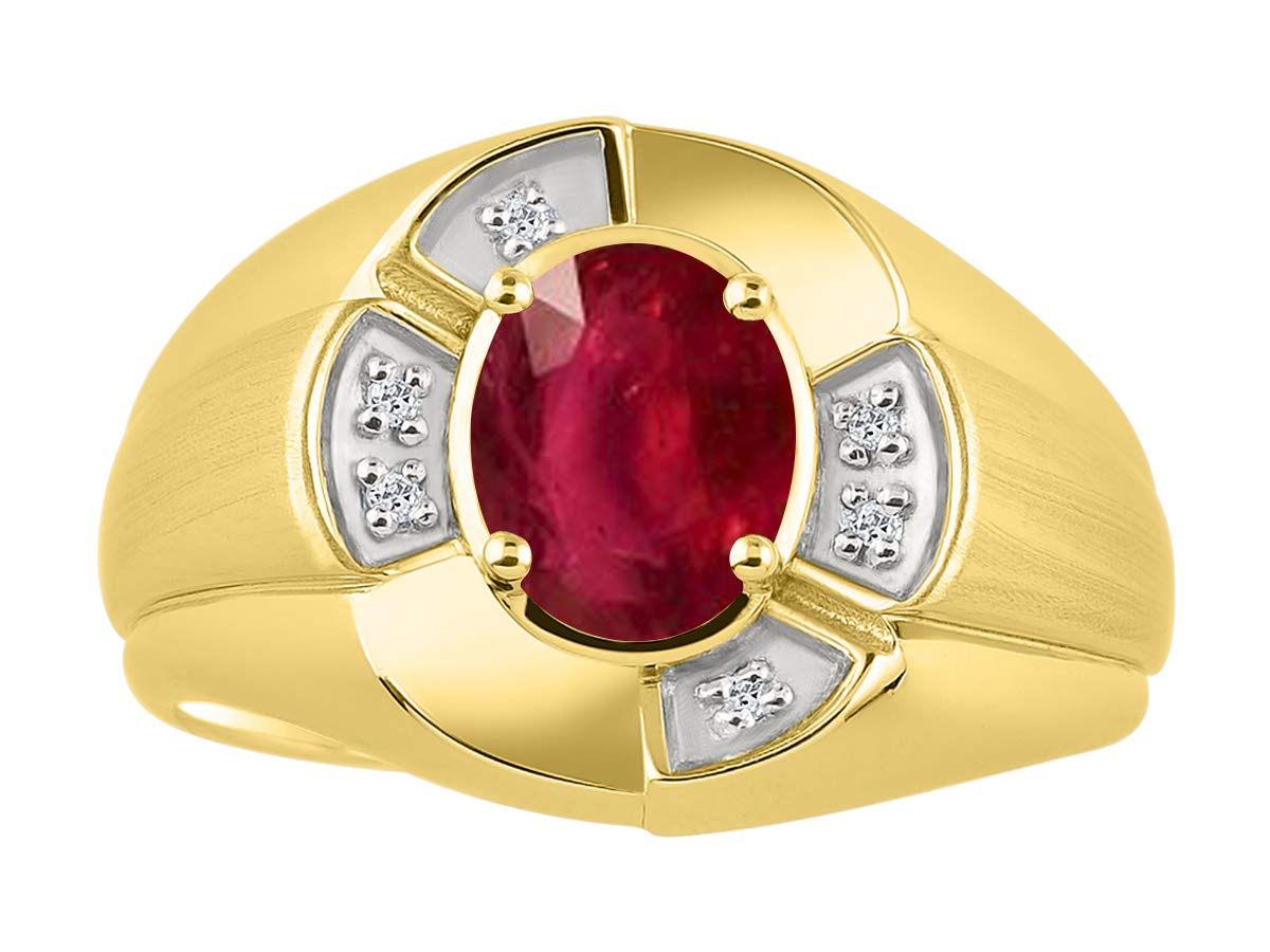 Rylos Simply Elegant Beautiful Red Ruby & Diamond Ring - July Birthstone*