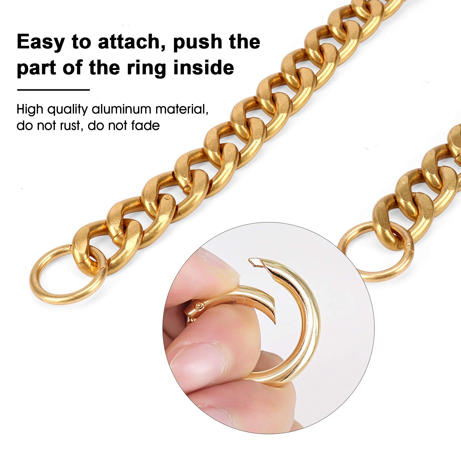 Purse Replacement Chains with Clasp Cenoz 2PCS DIY Heavy Chunky Aluminum Metal Chain Imitation Pearl Bead Purse Strap Handbag Chain Accessories for Bag Decoration (Gold and Pearl White)
