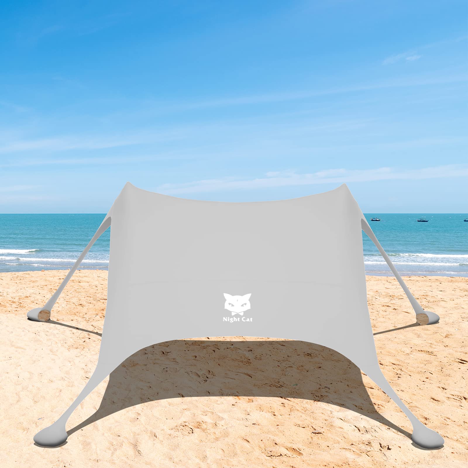 Night Cat Beach Tent Lycra Shade Tent Beach Shell Awning Sun Shelter UV Protection UPF 50+ with Sandbag Anchor for Beach Picnic Fishing Camping