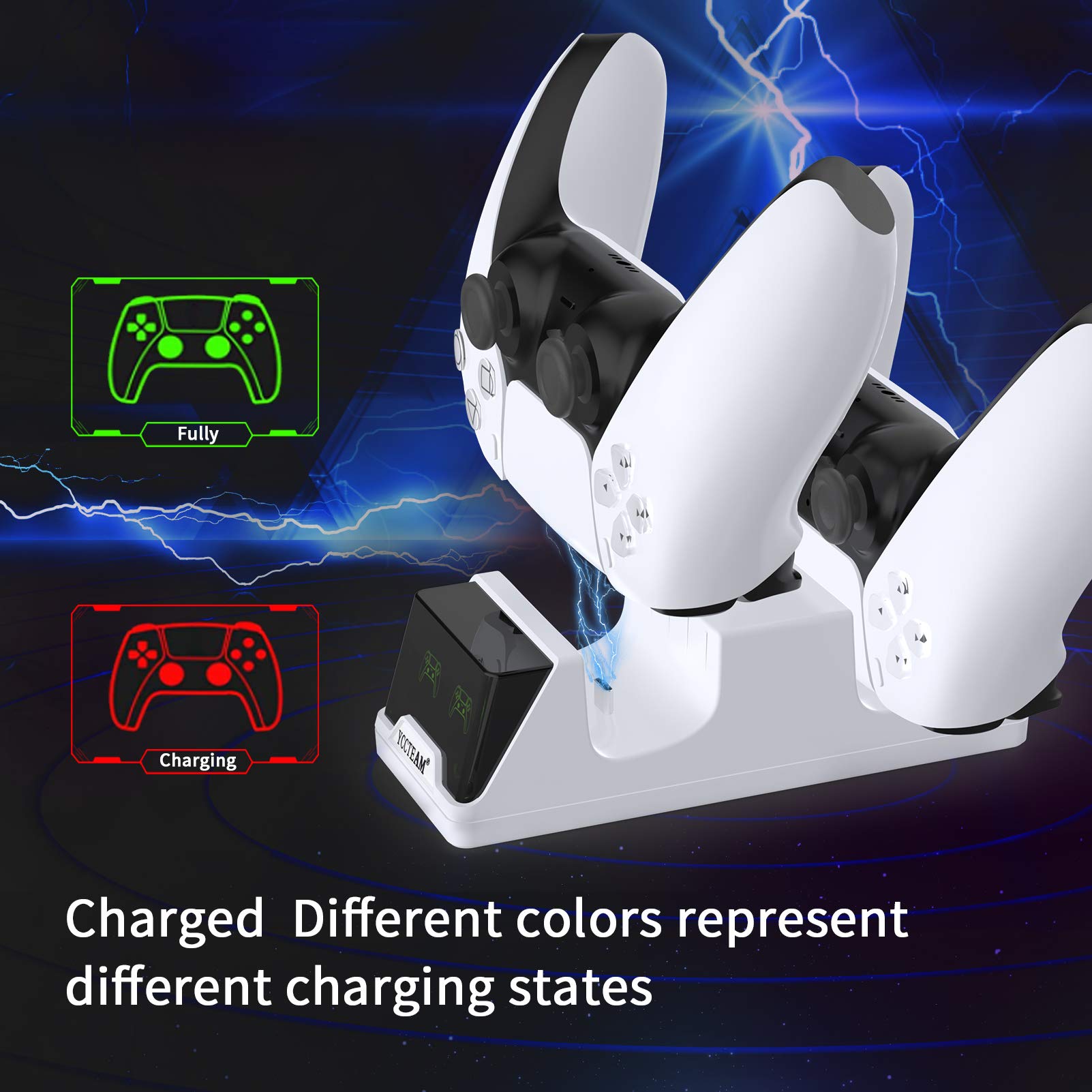 PS5 Controller Charging Station,YCCSKY Dual Stand Charger Dock for Playstation 5 Dualsense Controller