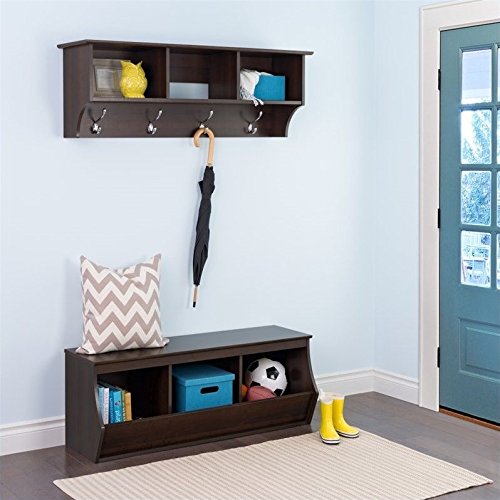 Prepac Hallway Furniture Set with Bench and Shoe Cubby Cabinet in Espresso