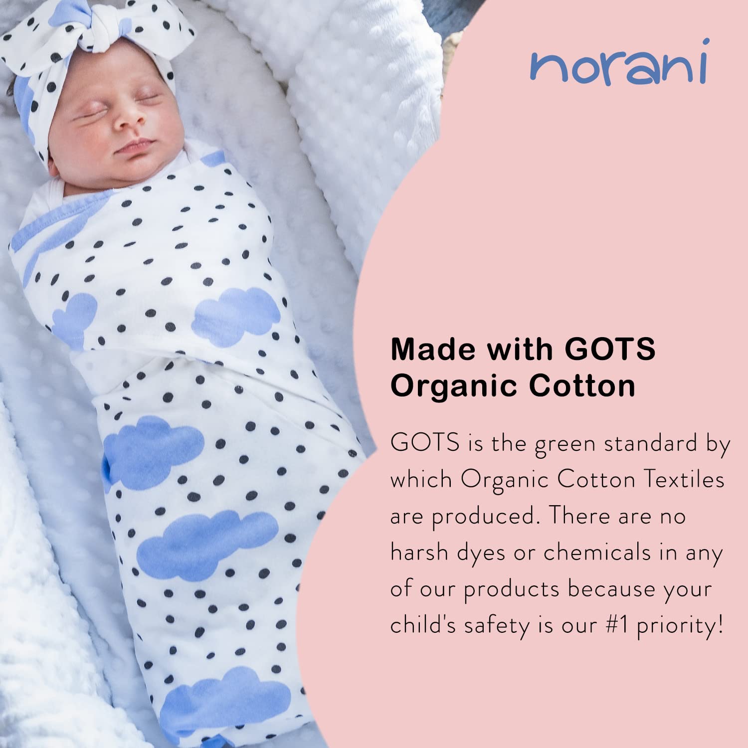 Norani Baby Snugababe Swaddle | Organic Cotton | Patented Newborn Baby Swaddle Blanket with Arm Inserts and Fastener | Geometric