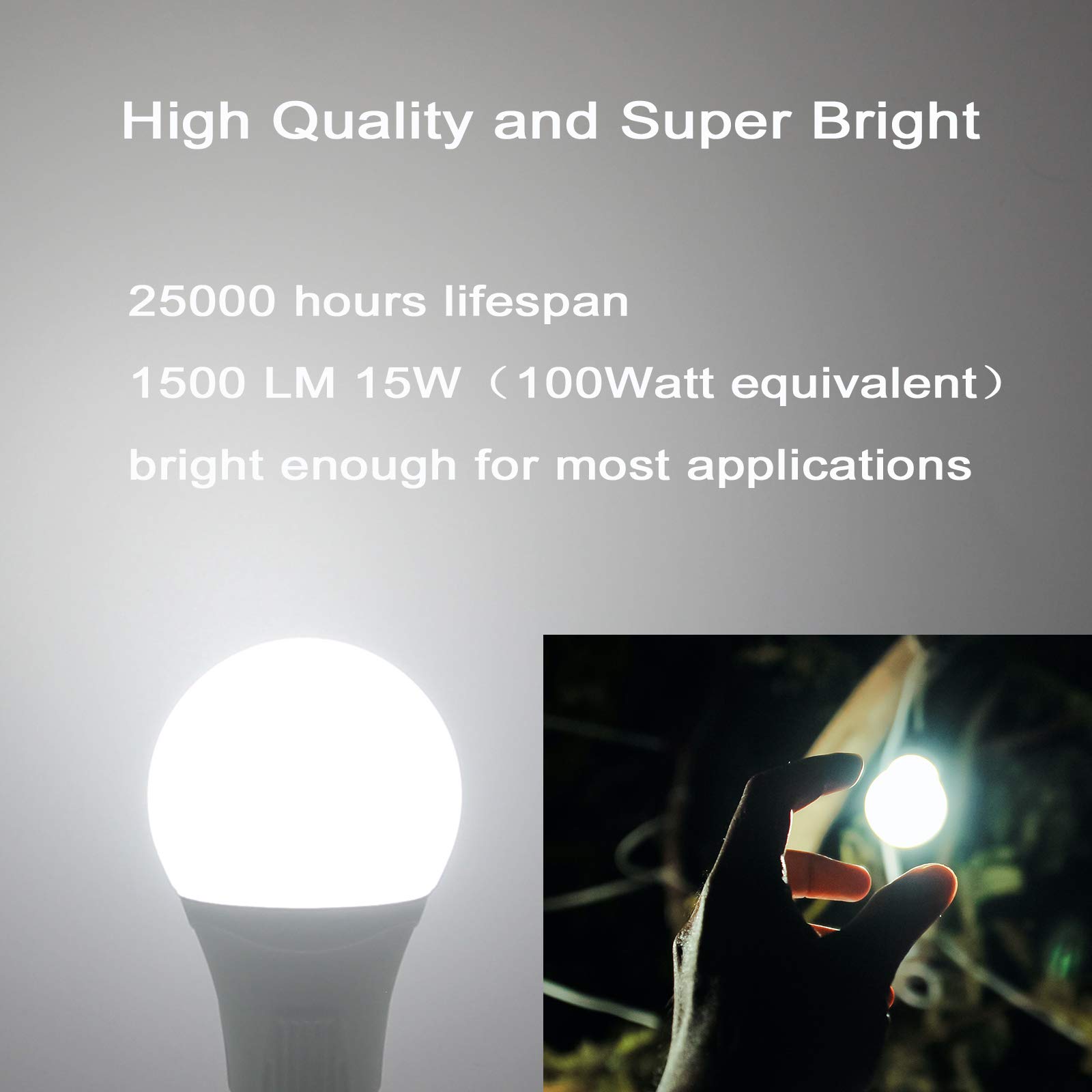 Radar Motion Sensor Light Bulb, 2 Pack A21 15W (100W Equivalent) 1500LM E26 Dusk to Dawn LED Bulbs Outdoor Lighting, Auto Motion Detector Light for Garage, Porch, Driveway, Patio,(Daylight 5000k)