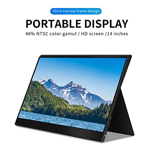 TOPINCN FHD Computer Display, IPS Portable Monitor Dual Speakers 16:9 Widescreen HDR Technology 14in 1920x1080 Resolution with Magnetic Cover for Laptop (US Plug)