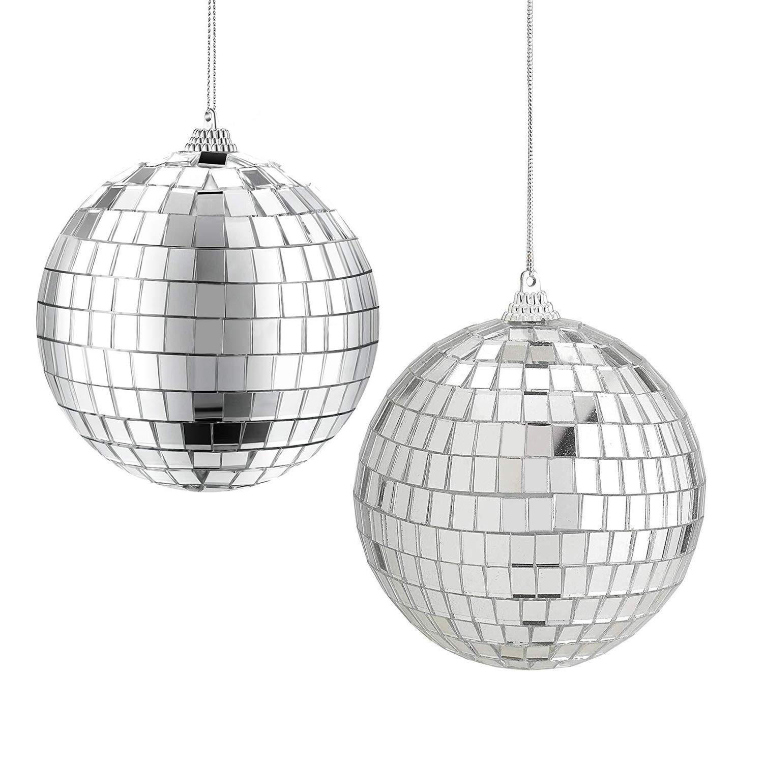 Rocutus 4 Pack Mirror Disco Balls,Silver Hanging Party Disco Ball for Party or DJ Light Effect, Home Decorations, Stage Props, Game Accessories (4 Inch)