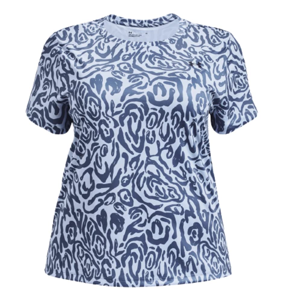 Under Armour Plus Womens UA Velocity Print Short Sleeve Shirt (3XL, Isotope Blue/Mineral Blue - 438)