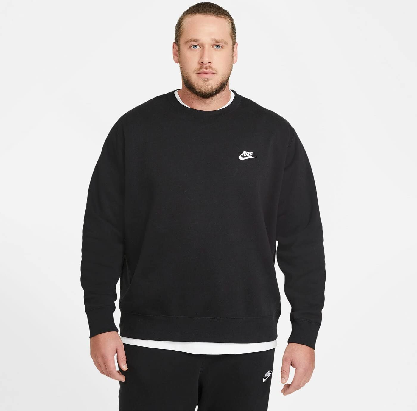 Nike Men's NSW Club Crew, Black/White, Medium