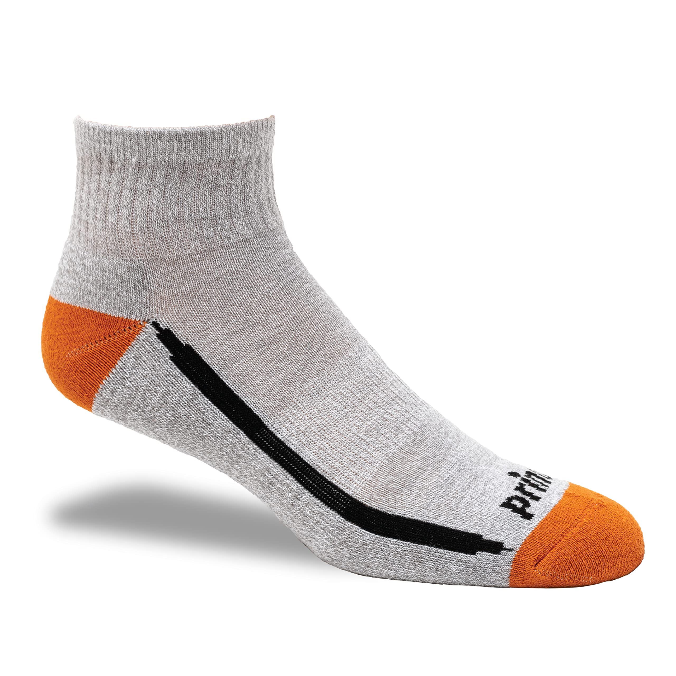 Prince Men's Athletic Quarter Socks (6 Pair Pack) (Grey)