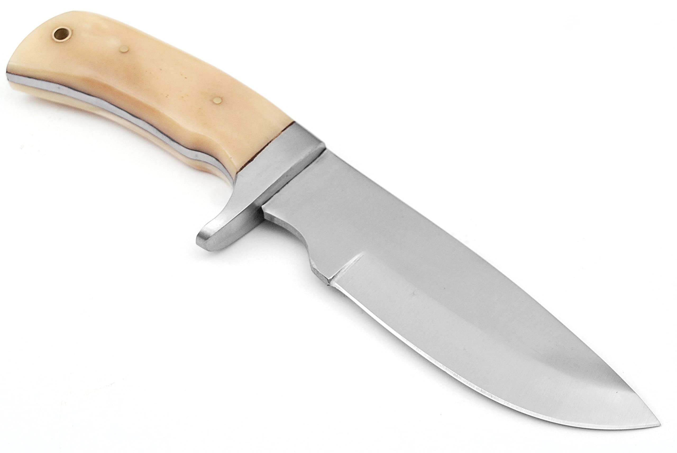 The Blade Point Bushcraft Fixed Blade Hunting Knife - Outdoor Camping Survival EDC Knives, Carbon Steel Chef Knife Camel Bone Handle with Leather Sheath (Camel Bone)