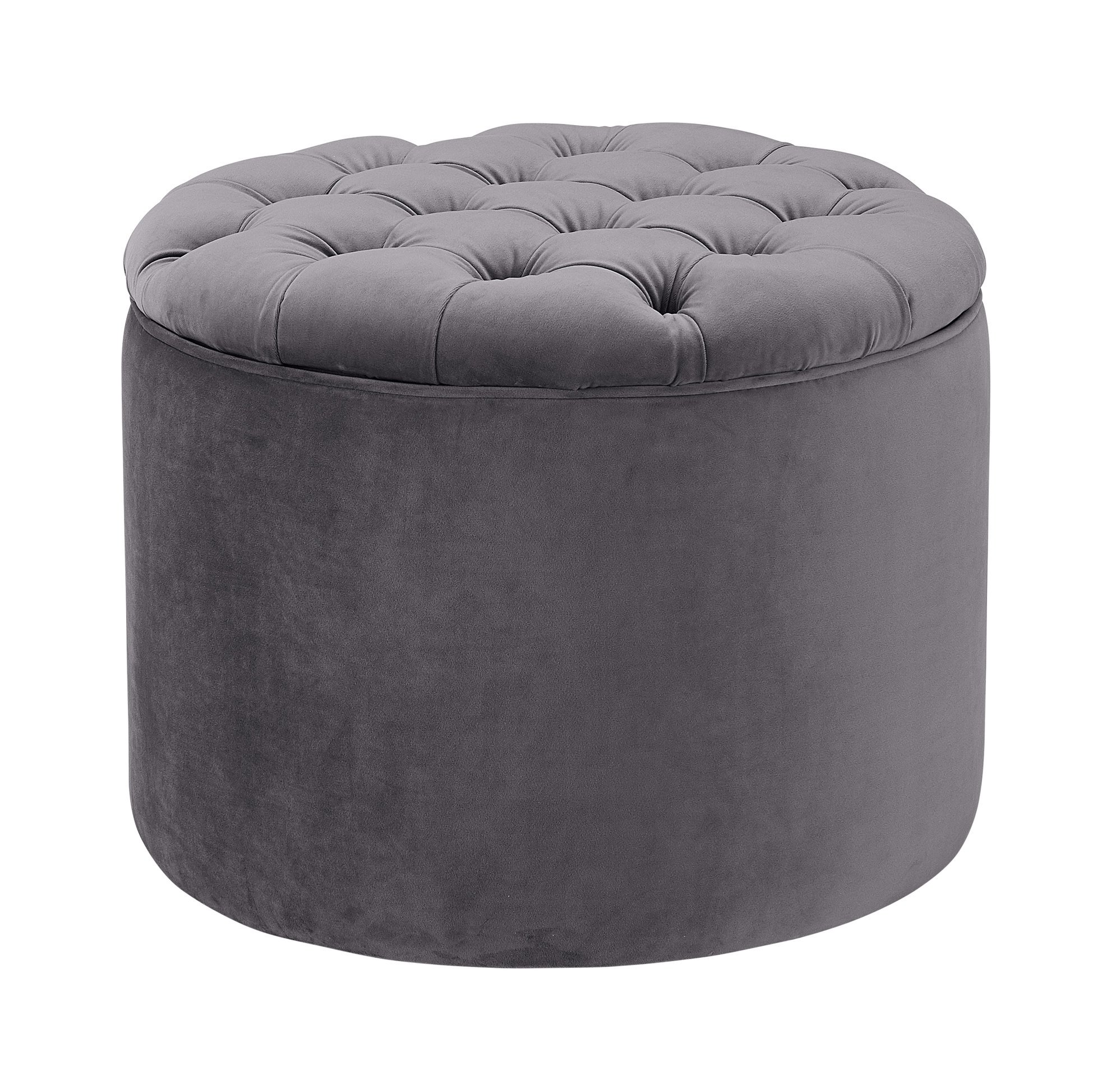 TOV Furniture Queen Velvet Storage Ottoman, Grey