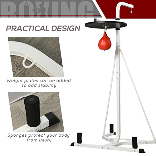 Soozier 2 in 1 Punching Bag Stand, Adjustable Height Heavy Bag Stand with Weighted Base and Speed Bag, Freestanding for Home Gym