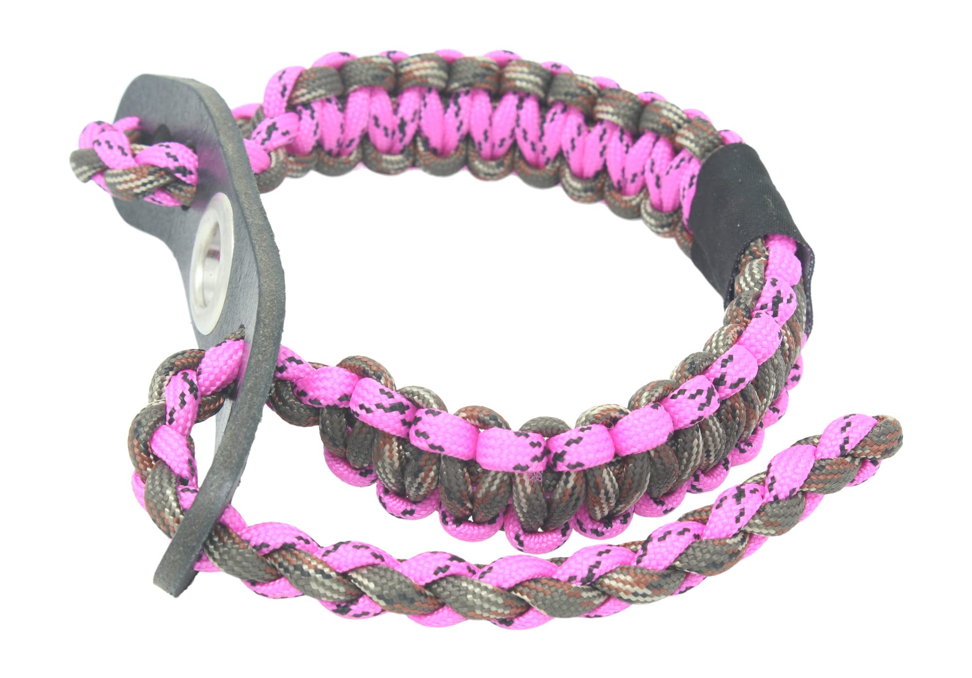 Ten Point Gear Realtree® Paracord Archery Bow Wrist Sling - 100% Full Grain Leather 550 Paracord (Pink Camo)