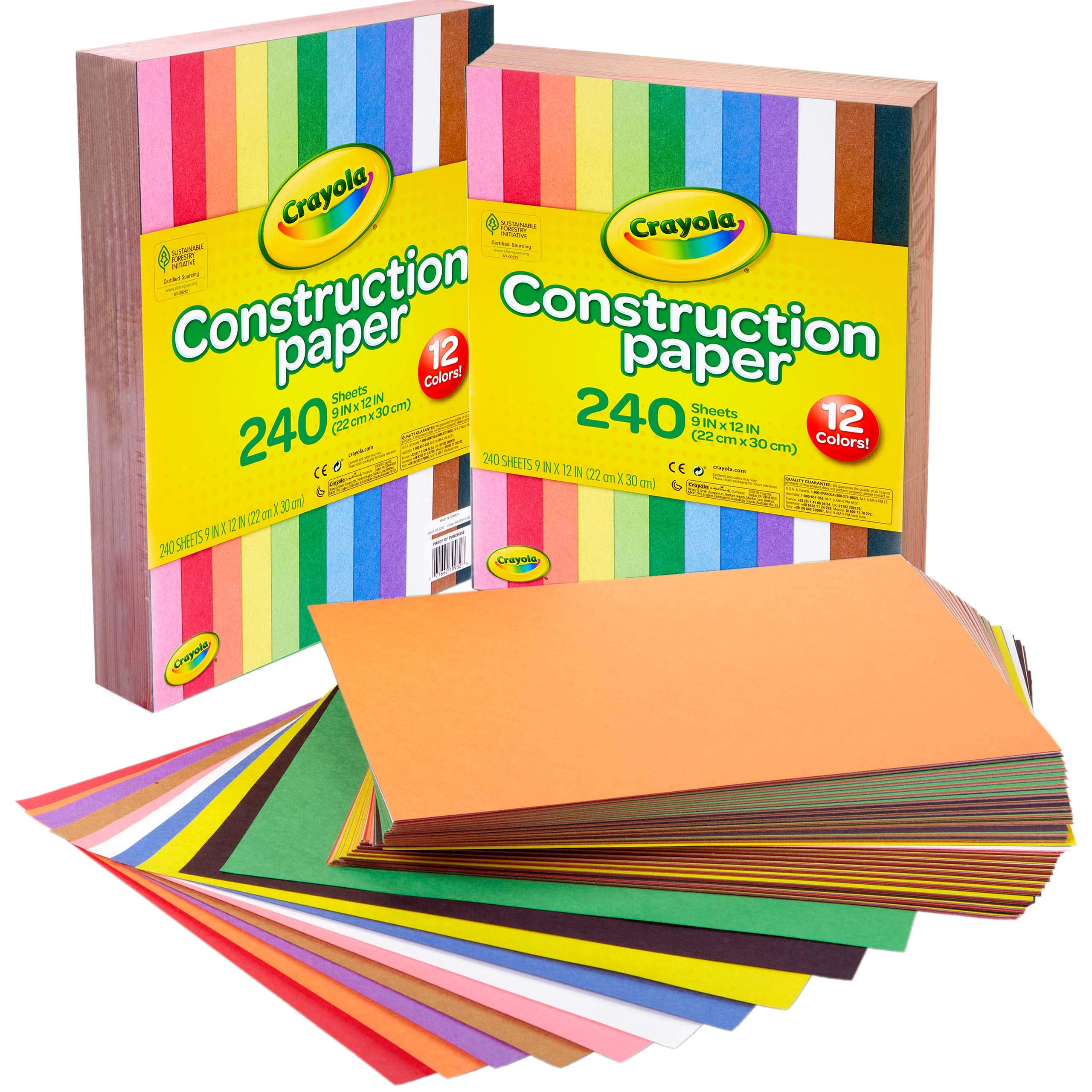 Prang (Formerly SunWorks) Construction Paper, White, 9" x 12", 100 Sheets & Crayola Construction Paper, 240 Count, Bulk School Supplies for Kids, 2-Pack School Paper