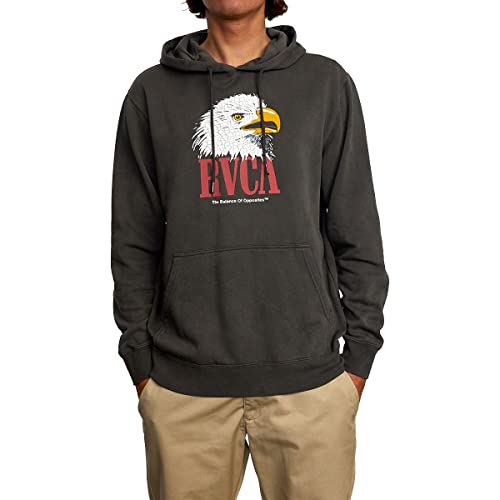 RVCA Mens Regular Fit Hoodie - Bird Of Prey (Black, XX-Large)