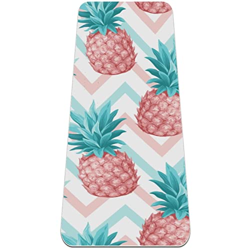 Yoga Mat, Yoga Mats for Home Workout, Workout Mat, Exercise Mats, Pilates Mat, Pineapple Striped Pink pattern