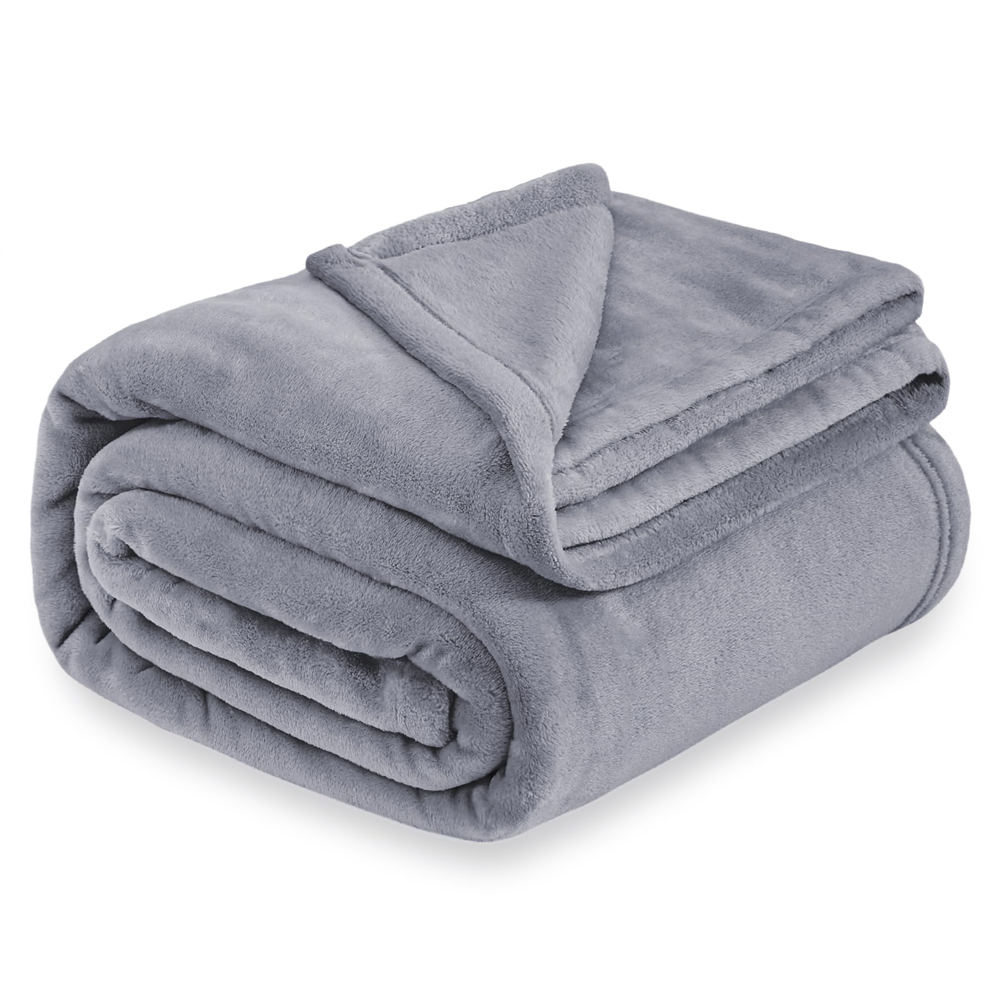MUXHOMO Fleece Throw Blanket for Couch, Cozy Lightweight Flannel Blanket, Warm Fuzzy Blanket for Winter Bed Sofa Travel (Light Grey, 50" x 60")