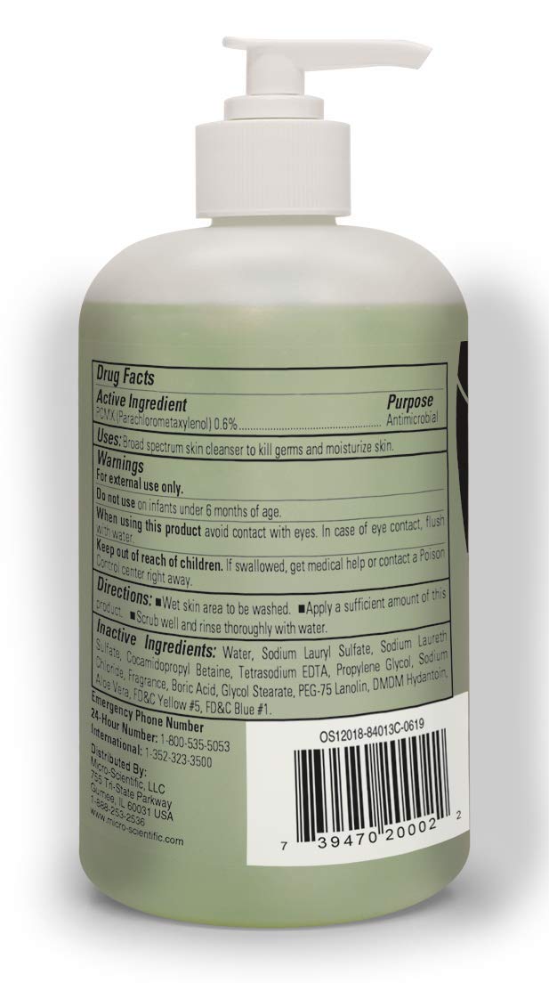Micro-Scientific Antimicrobial Opti-Scrub Liquid Skin Cleanser for Hands, Body, Skin, Scalp - Broad Spectrum, Contains Moisturizers & Skin Protectants - 18oz Pump Bottles (2 PACK)…