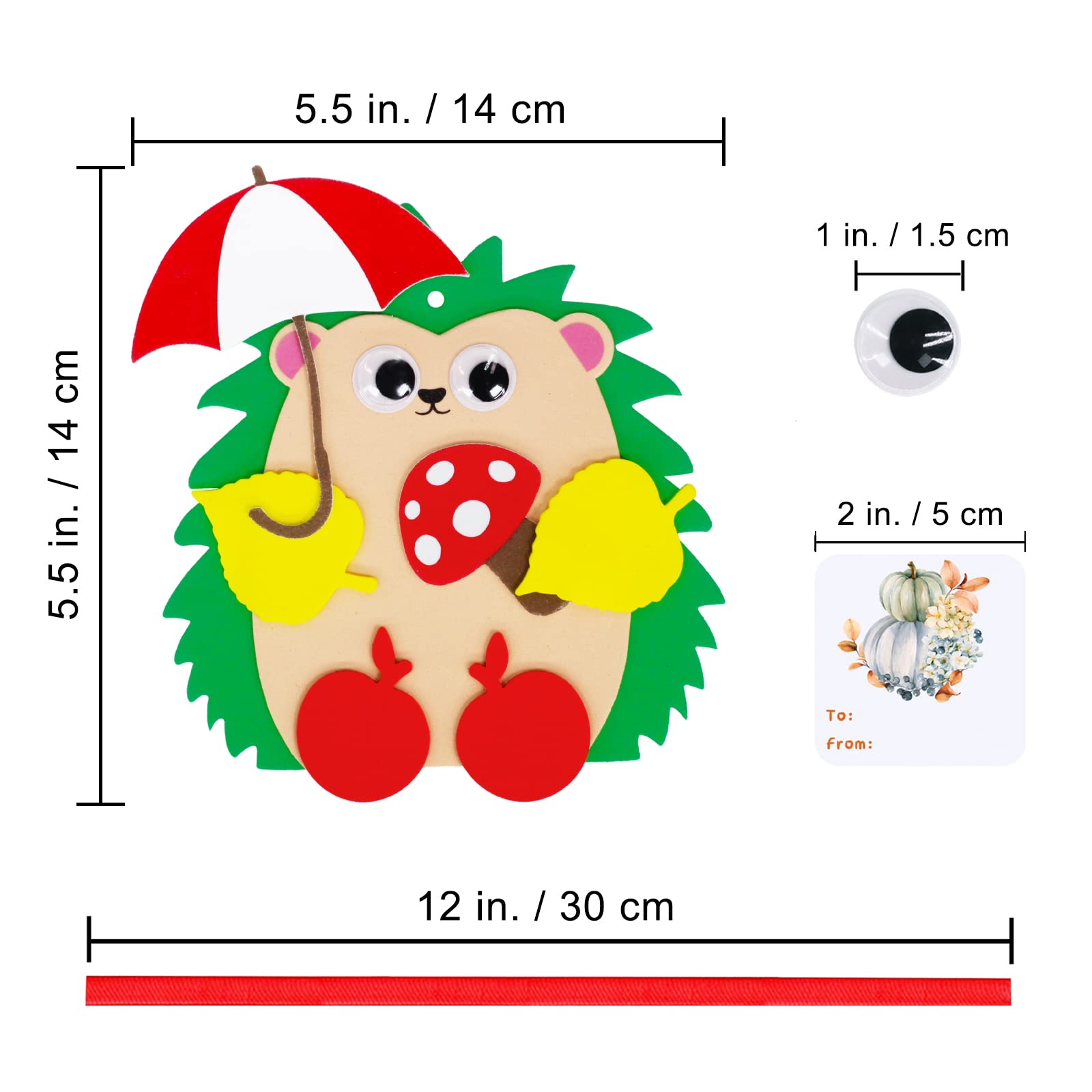 Winlyn 24 Sets Fall Crafts Kits DIY Fall Hedgehog Ornaments Decorations Art Sets Autumn Leaf Pumpkin Foam Stickers Arts and Crafts Googly Eyes for Kids Thanksgiving Halloween Home Classroom Activities