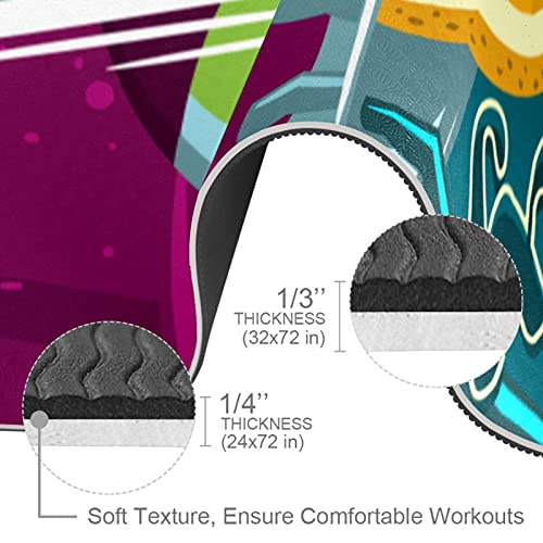 Yoga Mat, Yoga Mats for Home Workout, Workout Mat, Exercise Mats, Pilates Mat, blue pool summer cup pattern