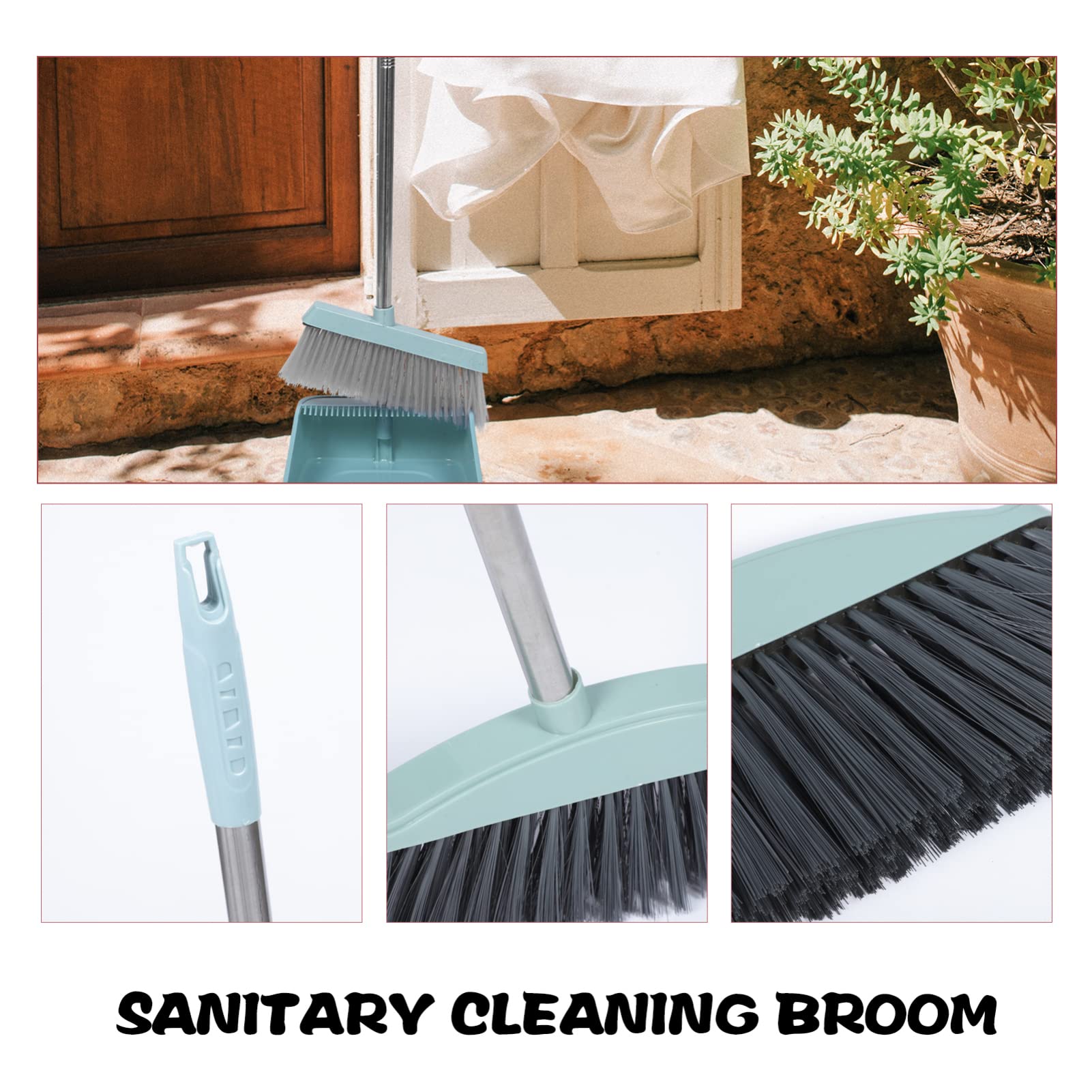 Yardwe Indoor Outdoor Broom Floor Cleaning Broom with Long Handle Heavy- Duty Household Brooms for Home Kitchen