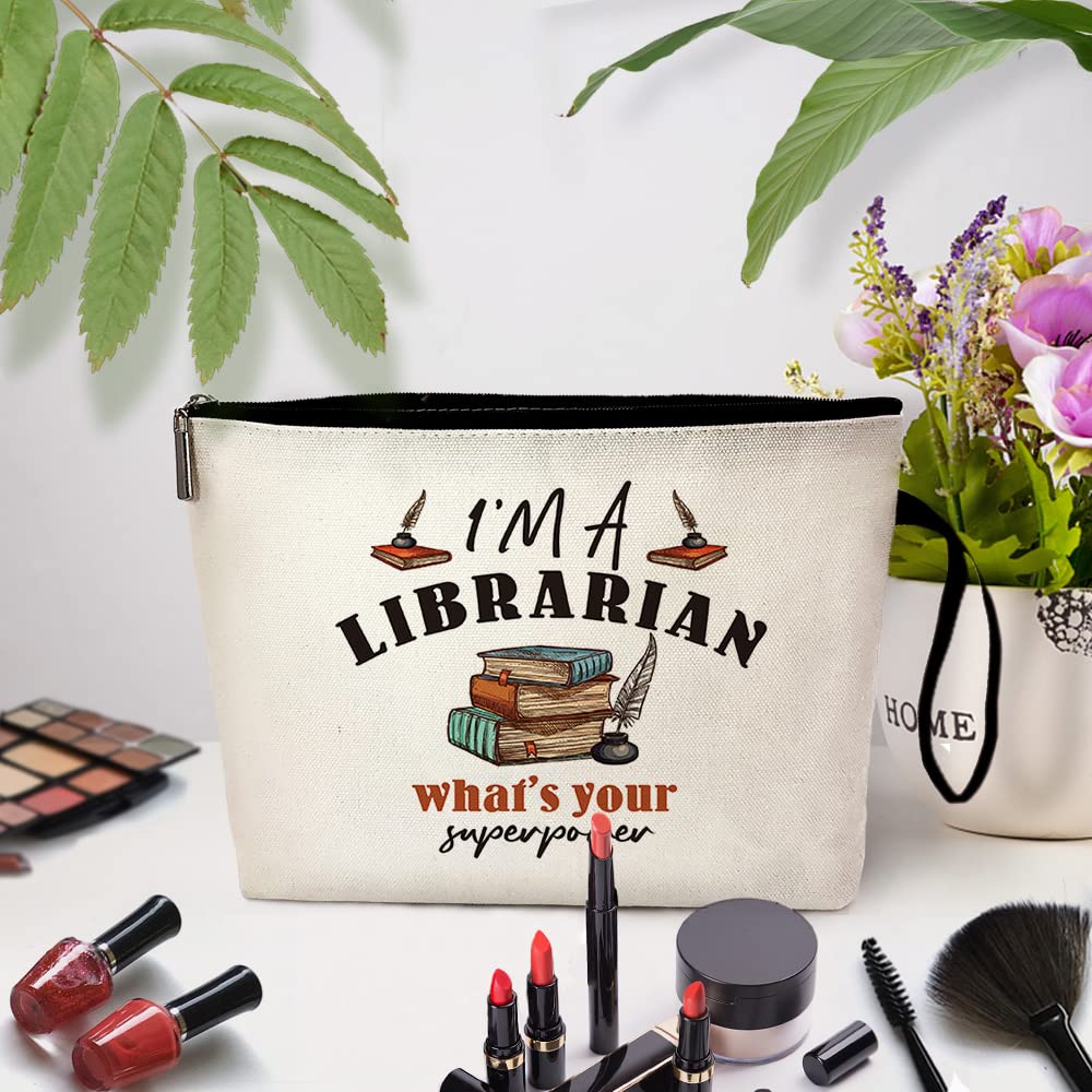 ZHANTUONE I'm a Librarian What’s Your Superpower,Tote Bag Gift For Librarian,Teacher Nerd Gifts,Funny Librarian Gifts,Librarian Retirement Gifts,Book Lover Gift,Gifts for Women men Reader Writers