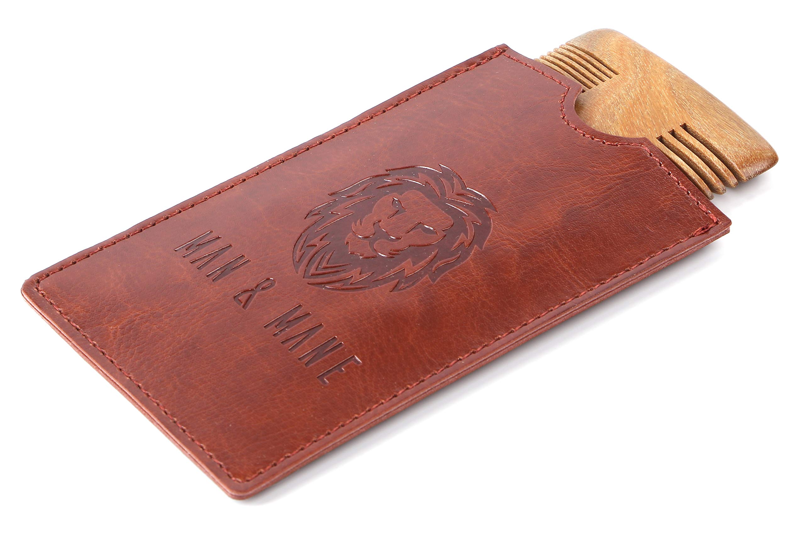 Premium Green Sandalwood Dual-Action Beard Comb with Protective Case β Perfect Beard & Mustache Grooming Companion & Gift by Man & Mane