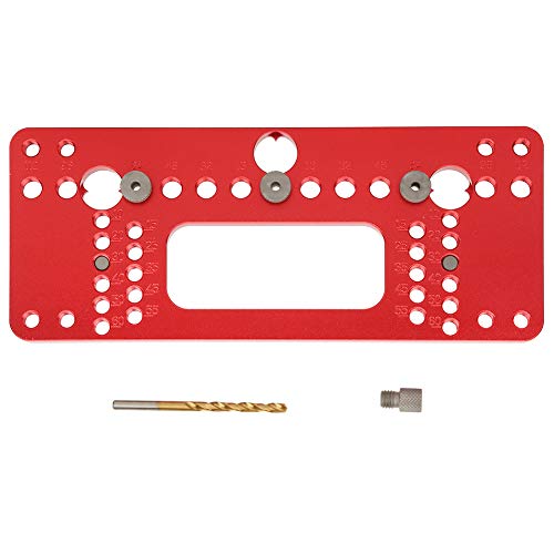 MISNODE Woodworking Hole Positioner Aluminum Alloy Handle Hole Jig Locator Hole Opener Drill Guide Hole Punch Locator Kit Guide Carpentry Tools(Red)