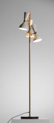 Modern & Stylish Italian Marble Base Modern Mid Century Brass Floor Lamp 3 White Diabolo Stilnovo Style with Intricate Detailing (E-12 USA)