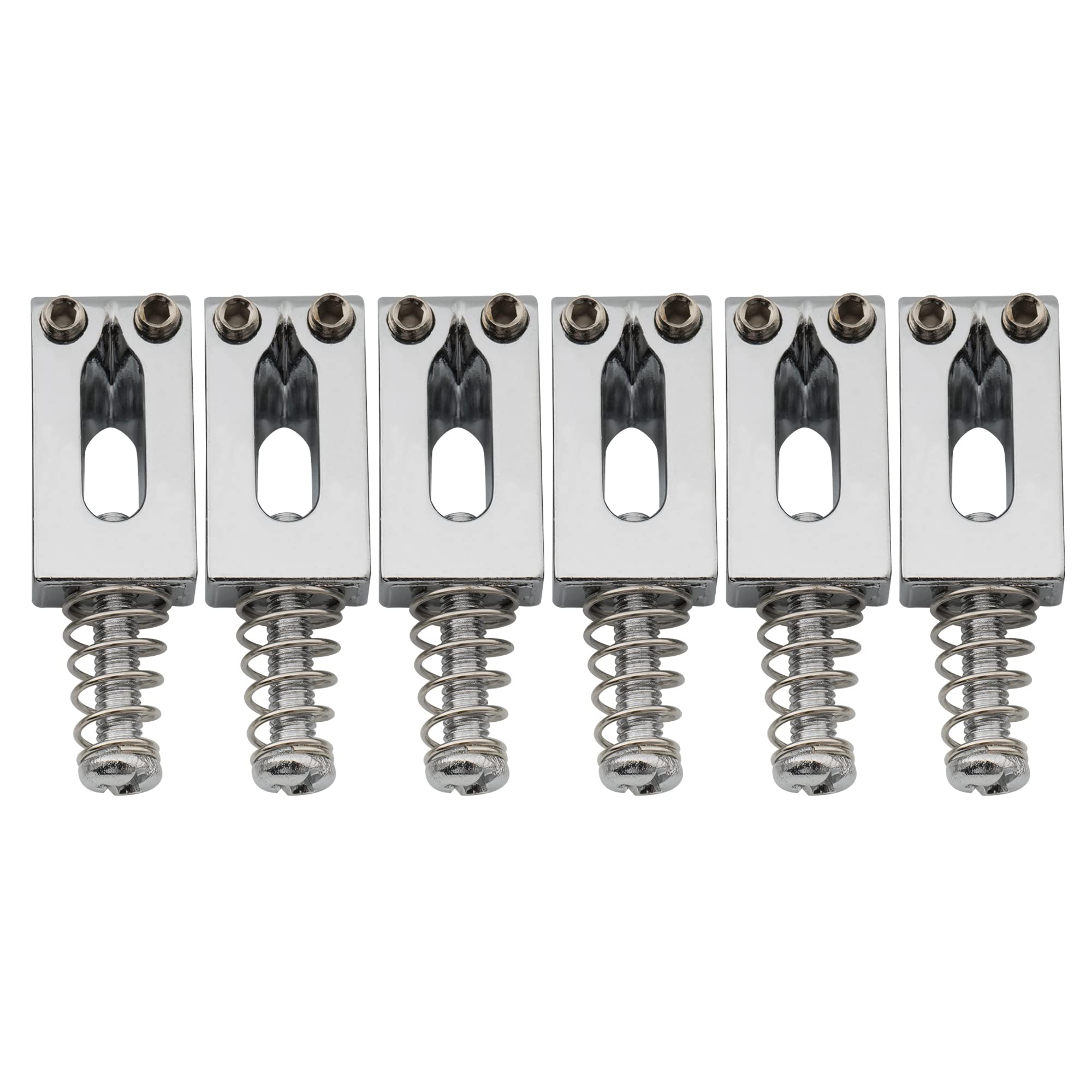 Musiclily 10.5mm Guitar Tremolo Bridge Saddles Set for Fender Stratocaster Strat Telecaster Tele Electric Guitar Replacement, Chrome(Set of 6)