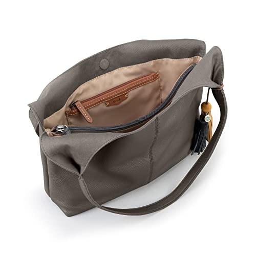 The Sak Huntley Hobo Bag in Leather, Double Strap Purse, Slate