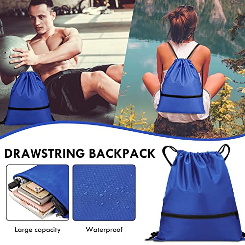 SerDa-Run Drawstring Backpack Drawstring Backpack Bag, Waterproof Large Draw Gym String Back Sack with Zip Pocket Sackpack Swim Bag for Men Women