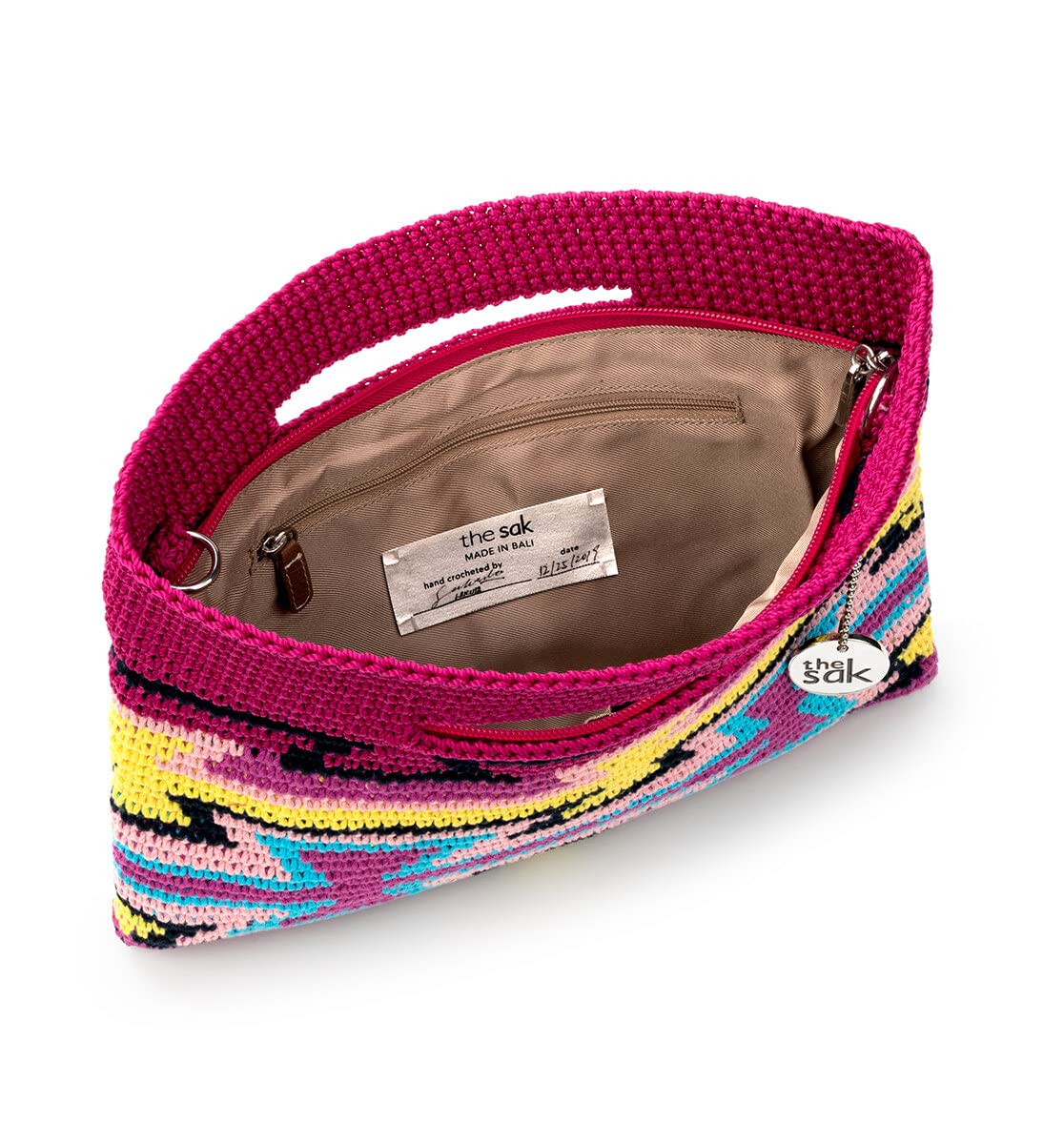 The Sak Linden Convertible Crossbody Bag in Crochet, Adjustable Multi Use Strap, Vernal Stripe