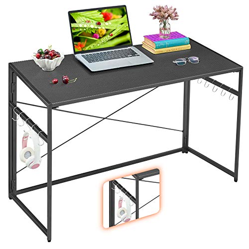 Mr IRONSTONE Computer Desk 55" Home Office Writing Desk, Modern Simple Study Desk, Laptop Table with Storage Bag, Cup Holder and Headphone Hook (Classic Vintage)
